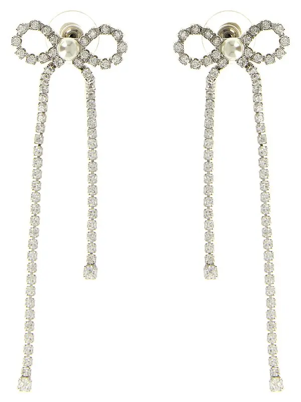 SELF-PORTRAIT Crystal Droplet Bow Earrings