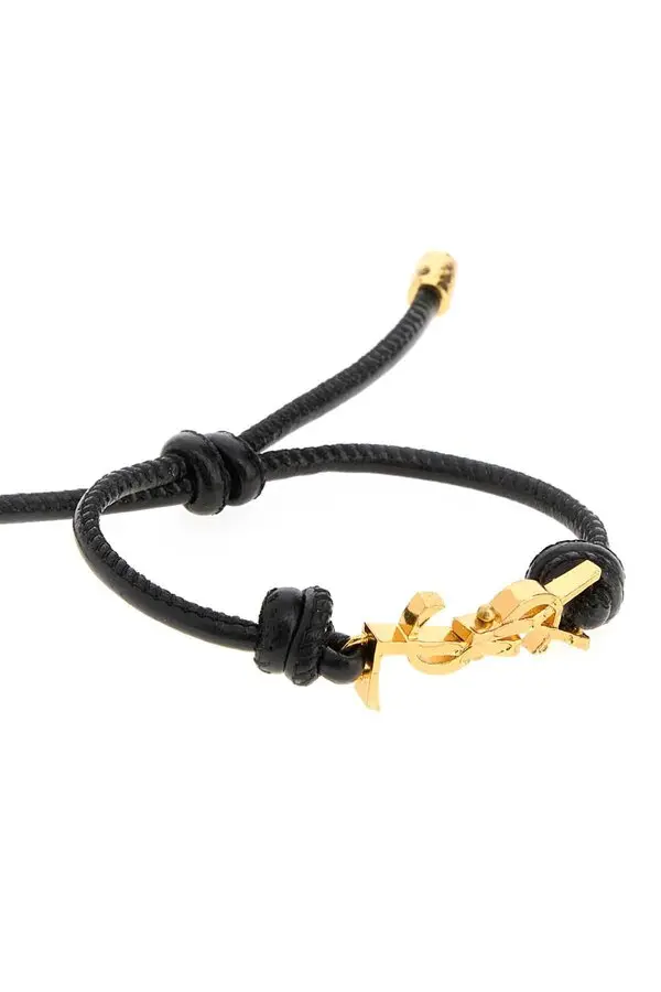 Saint Laurent Leather Cassandre Bracelet