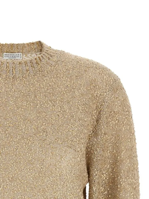 Brunello Cucinelli Micro Sequin Sweater - Gold