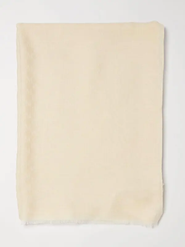 Max Mara Cotton And Wool Scarf With Logo