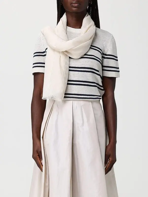 Max Mara Cotton And Wool Scarf With Logo