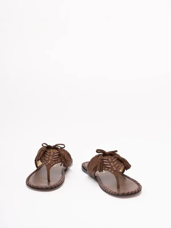 Prada Suede Flat Sandals - Multicolor