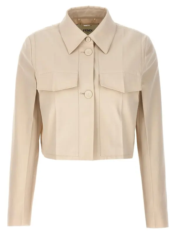 Fendi Tailored Crop Jacket - Cream
