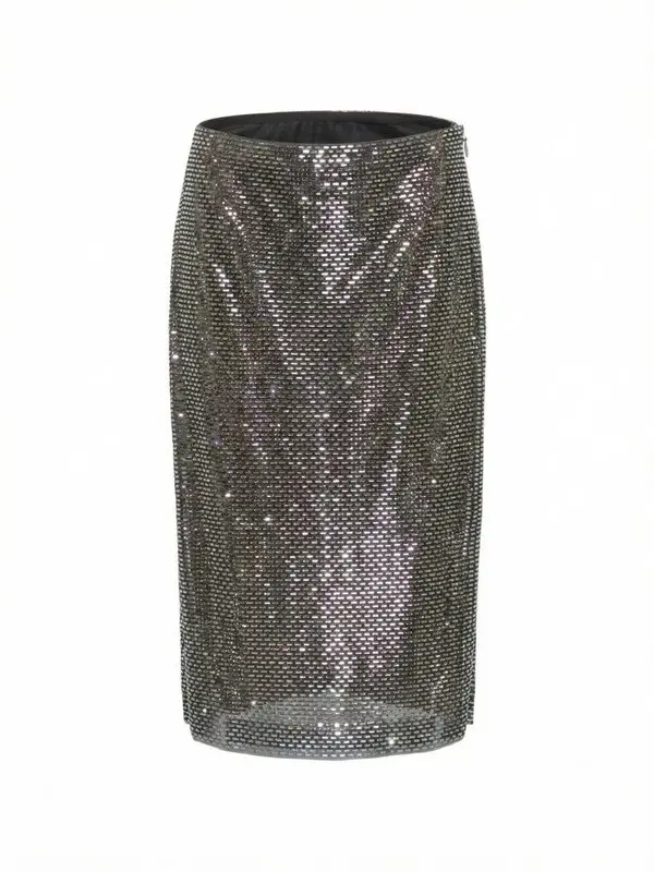 SELF-PORTRAIT Rhinestone Midi Skirt