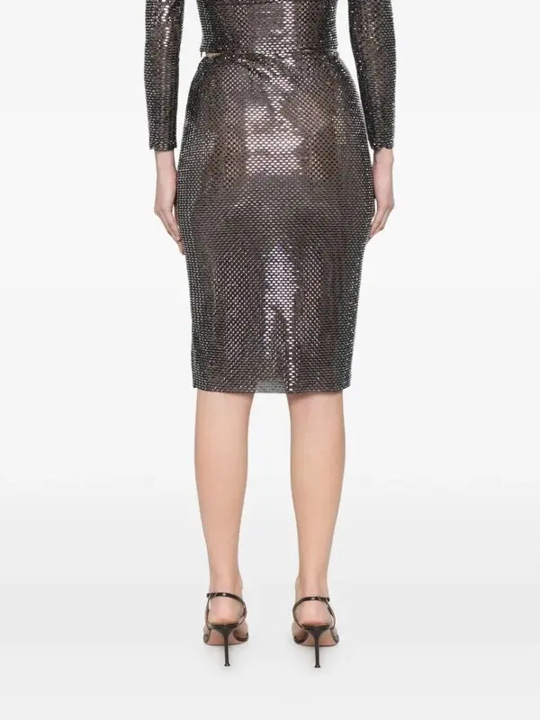SELF-PORTRAIT Rhinestone Midi Skirt