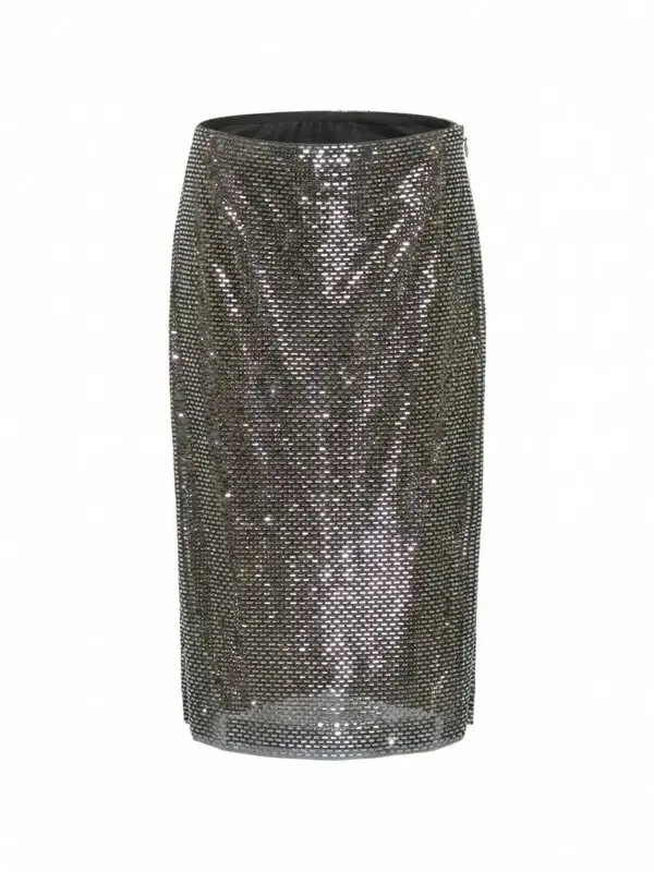 SELF-PORTRAIT Rhinestone Midi Skirt - Multicolor