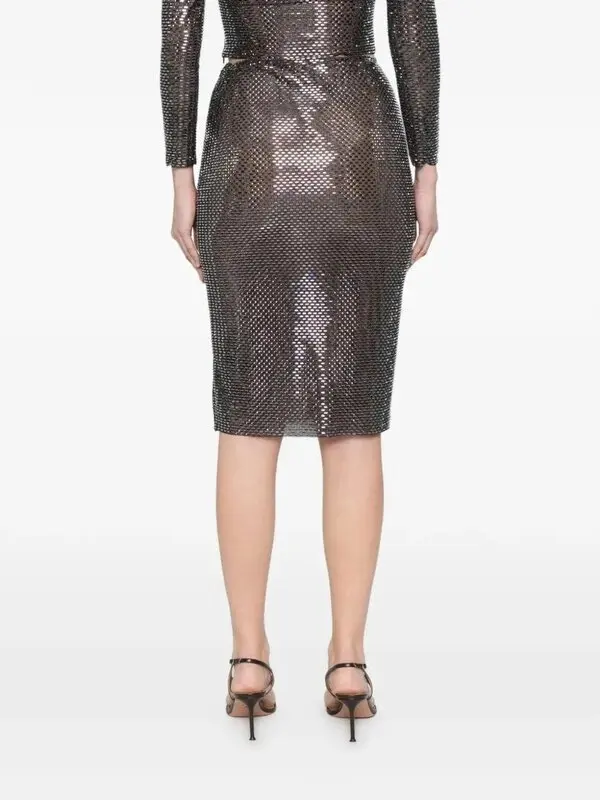SELF-PORTRAIT Rhinestone Midi Skirt - Multicolor