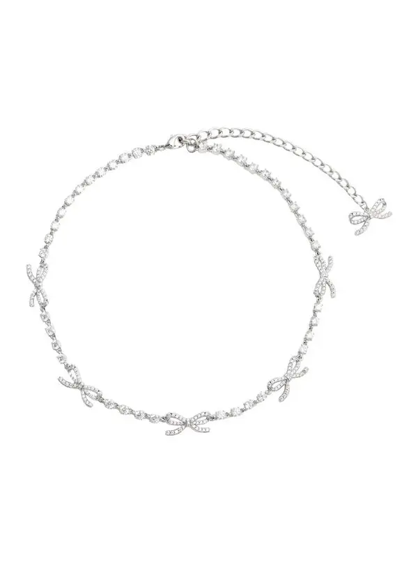 SELF-PORTRAIT Necklace With Crystal And Bow Decoration In Silver-colored Copper For - Multicolor