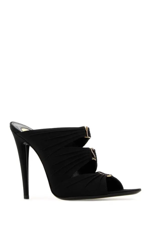 Saint Laurent Fabric Emilie Mules - Black