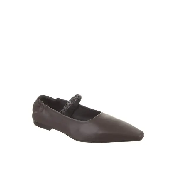 Brunello Cucinelli Leather Mary Jane Flats - Brown