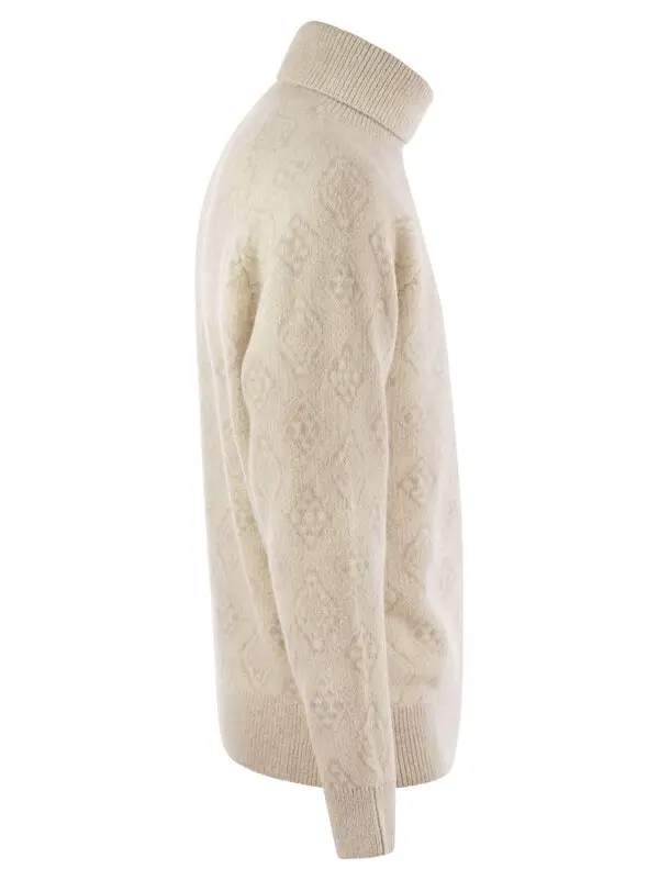 Brunello Cucinelli Geometric Jacquard Turtleneck Sweater