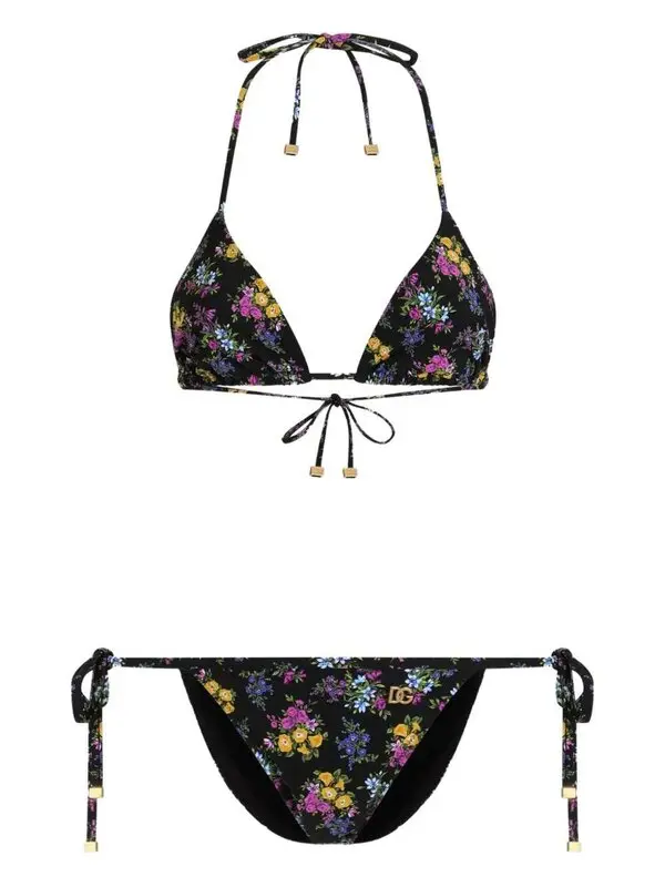 Dolce & Gabbana Floral Bikini Top - Black