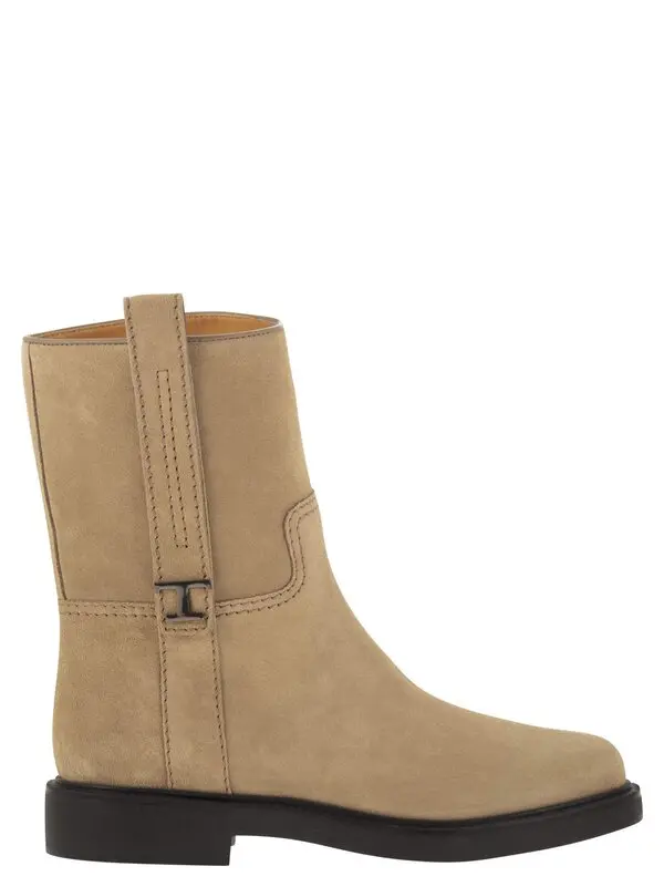 TOD'S Suede Ankle Boot - Cream