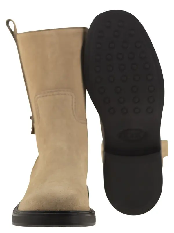 TOD'S Suede Ankle Boot - Cream