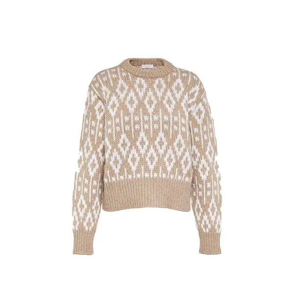 Brunello Cucinelli Jacquard Cashmere Sweater - Brown