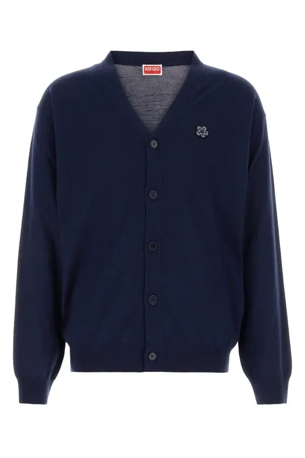 Kenzo Navy Wool Cardigan - Blue