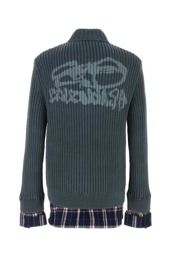 Balenciaga Petrol Blue Cotton Cardigan