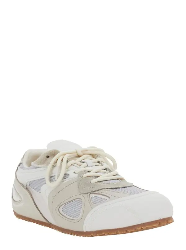 Axel Arigato Slow Runner' White And Beige Sneaker With Mesh Inserts And Grooved Sole In Leather And Tech Fabric - Multicolor