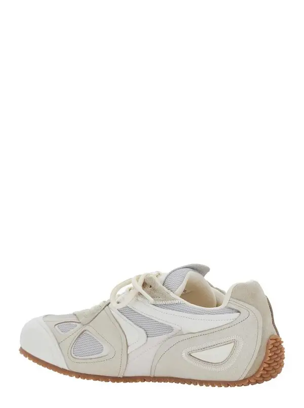 Axel Arigato Slow Runner' White And Beige Sneaker With Mesh Inserts And Grooved Sole In Leather And Tech Fabric - Multicolor