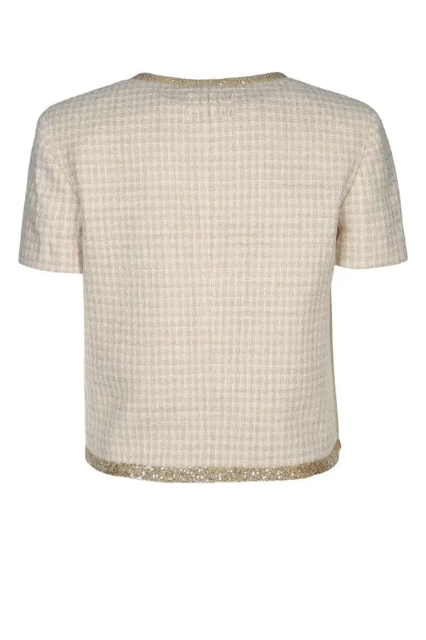 Miu Miu Short Sleeve Sequined Trim Jacket - Multicolor