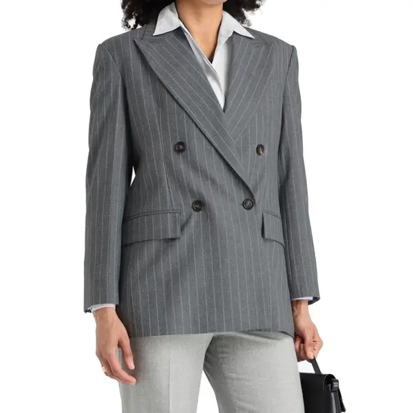 Brunello Cucinelli Pinstriped Wool Blazer