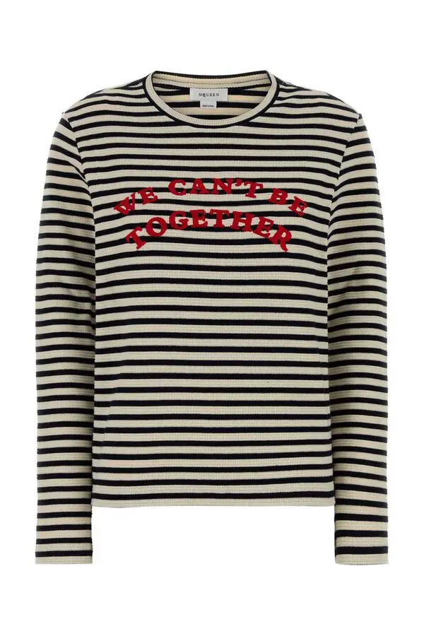 Alexander McQueen Embroidered Stretch Cotton T-shirt - Multicolor