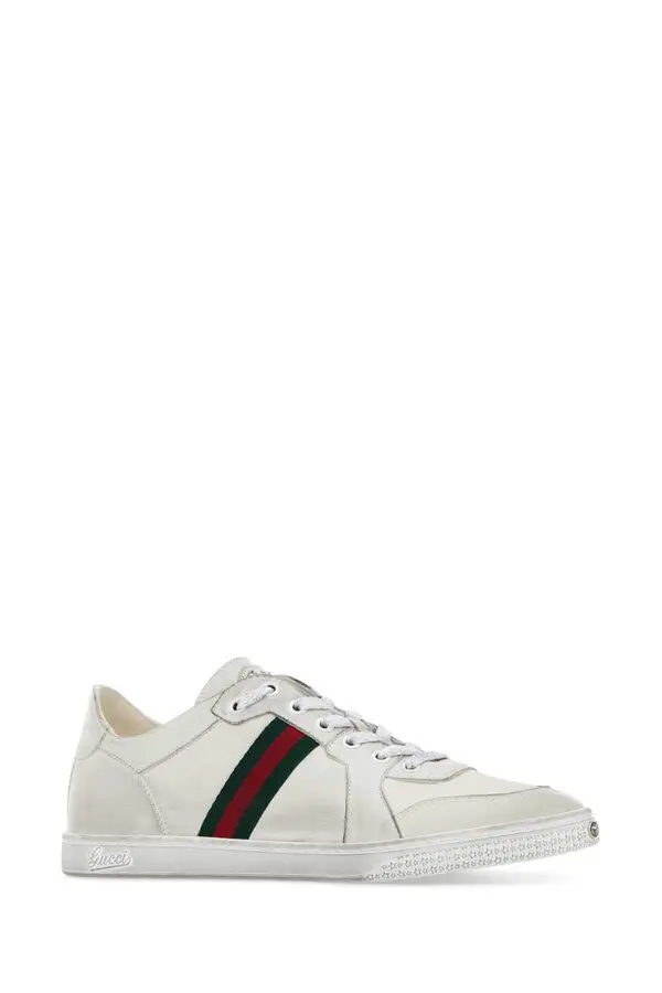 Gucci Leather Stretch Sneakers - White