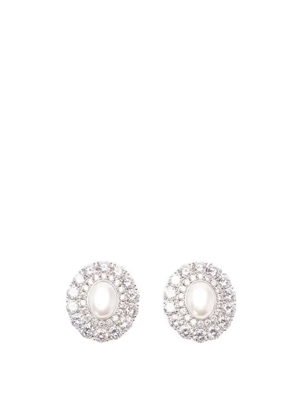 SELF-PORTRAIT Oval Crystal Earrings