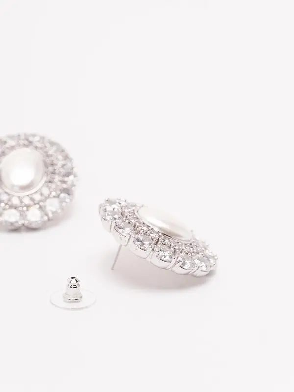 SELF-PORTRAIT Oval Crystal Earrings