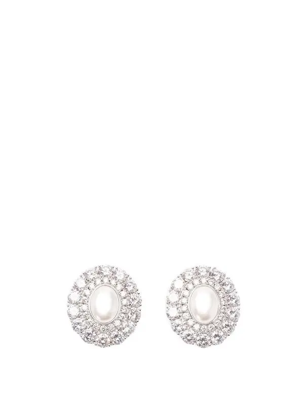 SELF-PORTRAIT Oval Crystal Earrings - Multicolor