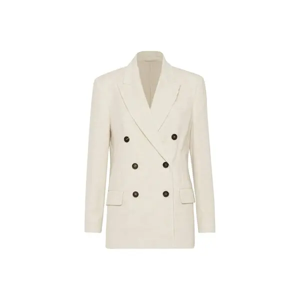 Brunello Cucinelli Corduroy Double-breasted Blazer - White