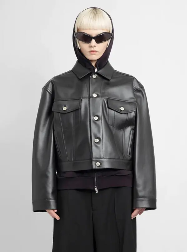 Balenciaga Cropped Leather Jacket - Multicolor
