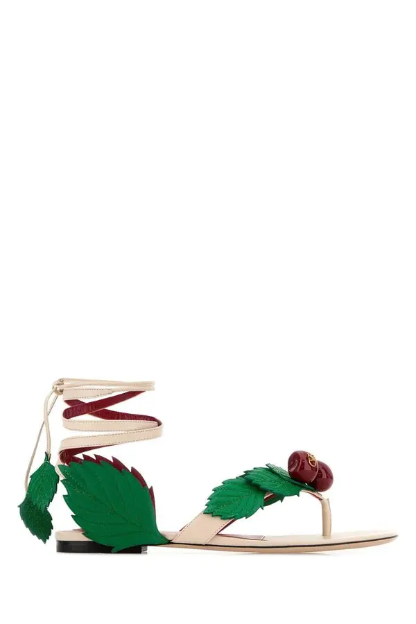 Valentino Garavani Leather Cherryfic Thong Sandals - White