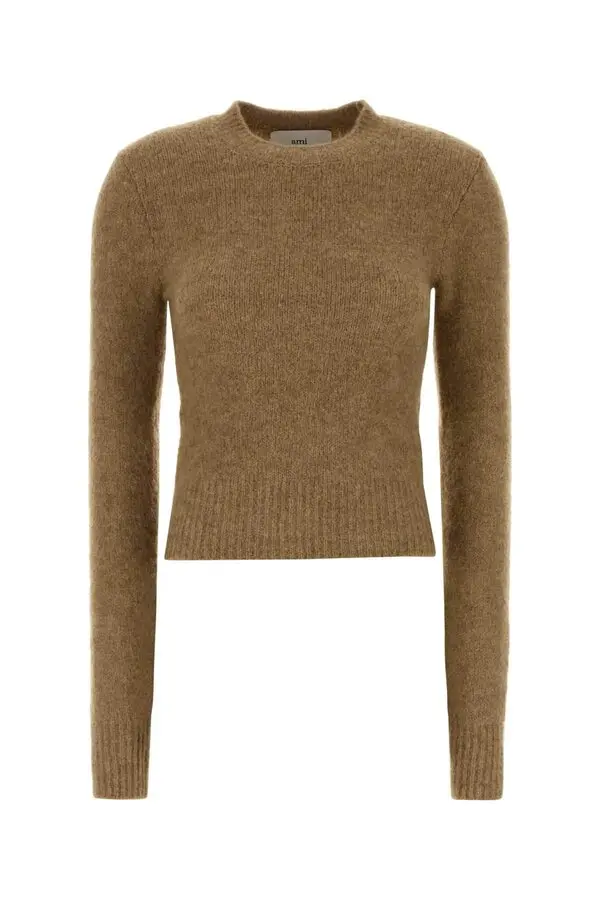 AMI Paris Camel Stretch Alpaca Blend Sweater