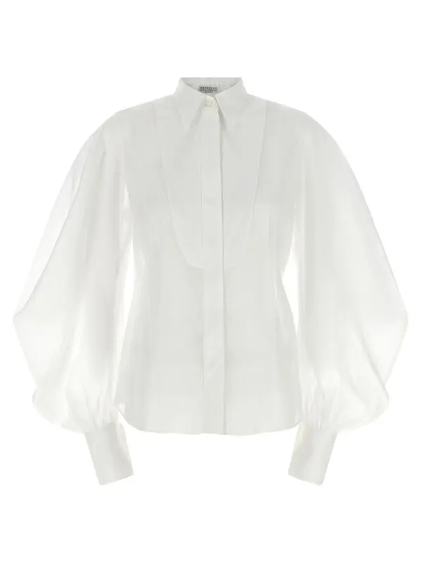 Brunello Cucinelli Cotton Organza Shirt - White