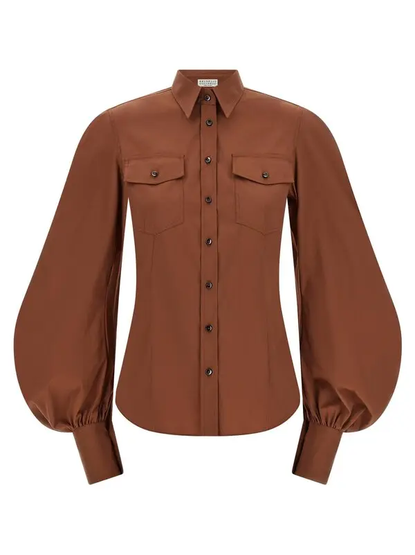 Brunello Cucinelli Poplin Shirt - Brown