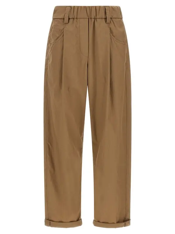 Brunello Cucinelli Track' Poplin Pants - Cream