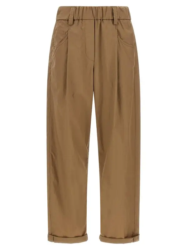 Brunello Cucinelli Track' Poplin Pants - Cream
