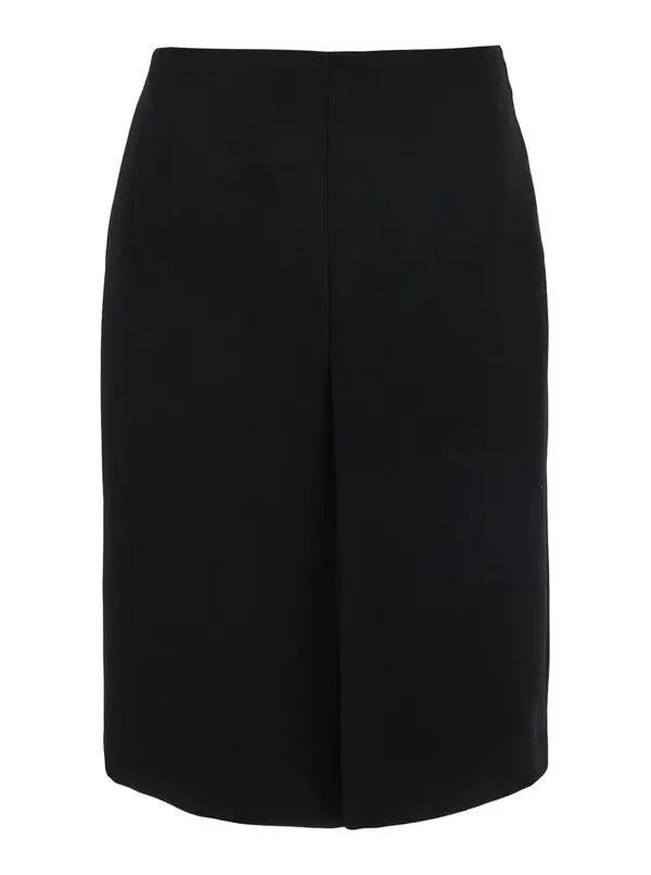 Gucci Black High Waist Skirt With Logo Lettering On Waist And Zip Puller In Wool - Multicolor