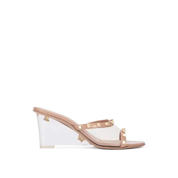 Valentino Garavani Rockstud Transparent Mules - Cream