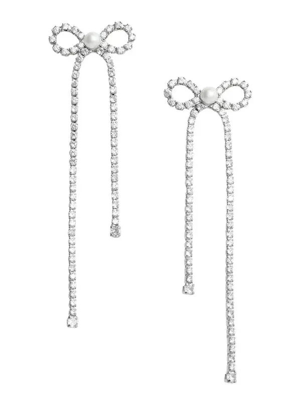 SELF-PORTRAIT Silver Color Bow And Crystal Decoration Drop Earrings For - Multicolor