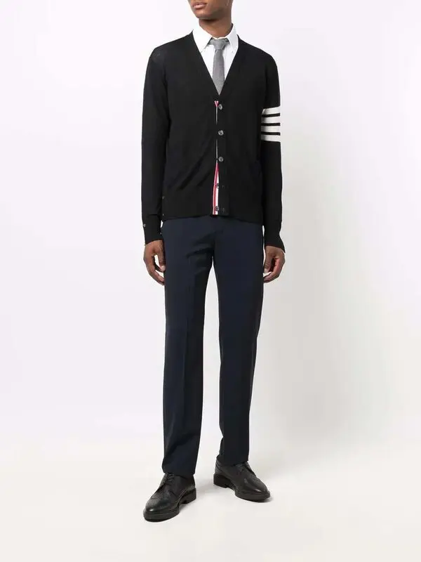 Thom Browne Cardigan With Stripe Detail - Black