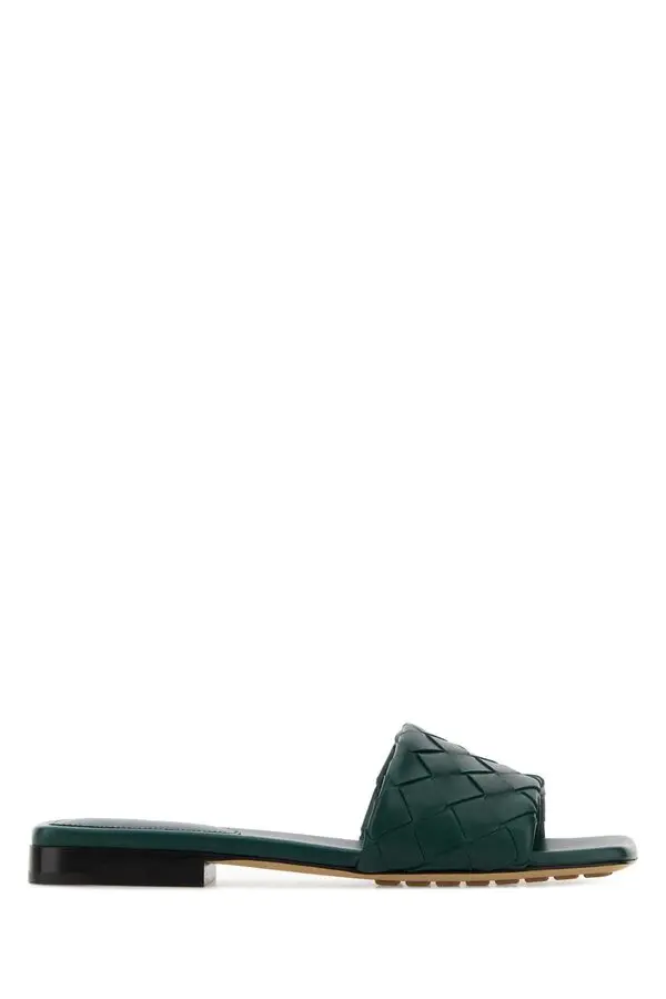 Bottega Veneta Bottle Leather Parco Slippers - Green