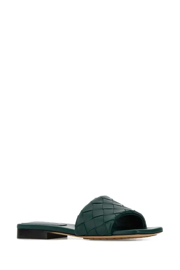 Bottega Veneta Bottle Leather Parco Slippers - Green