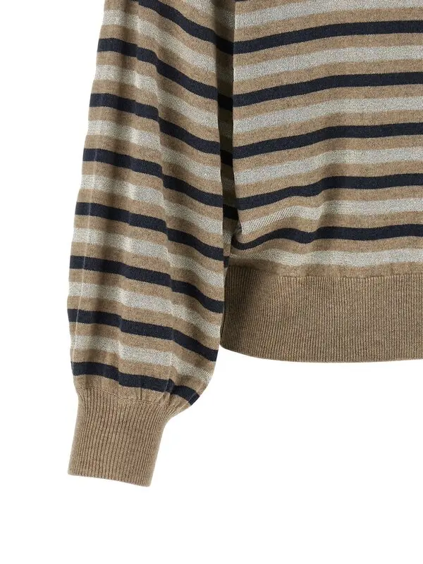 Brunello Cucinelli Striped Metallic Ribbed Pullover - Multicolor
