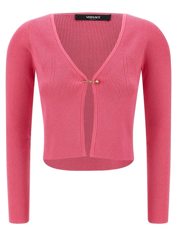Versace Ribbed Knit Cardigan - Pink