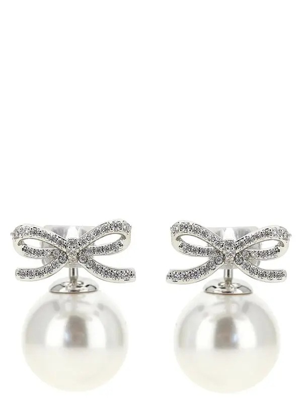 SELF-PORTRAIT Crystal Bow Pearl Back' Earrings