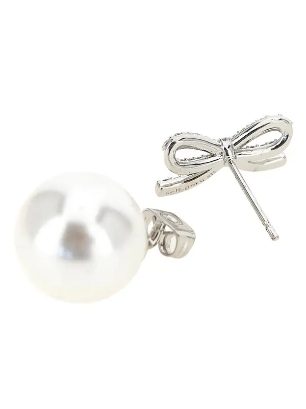SELF-PORTRAIT Crystal Bow Pearl Back' Earrings