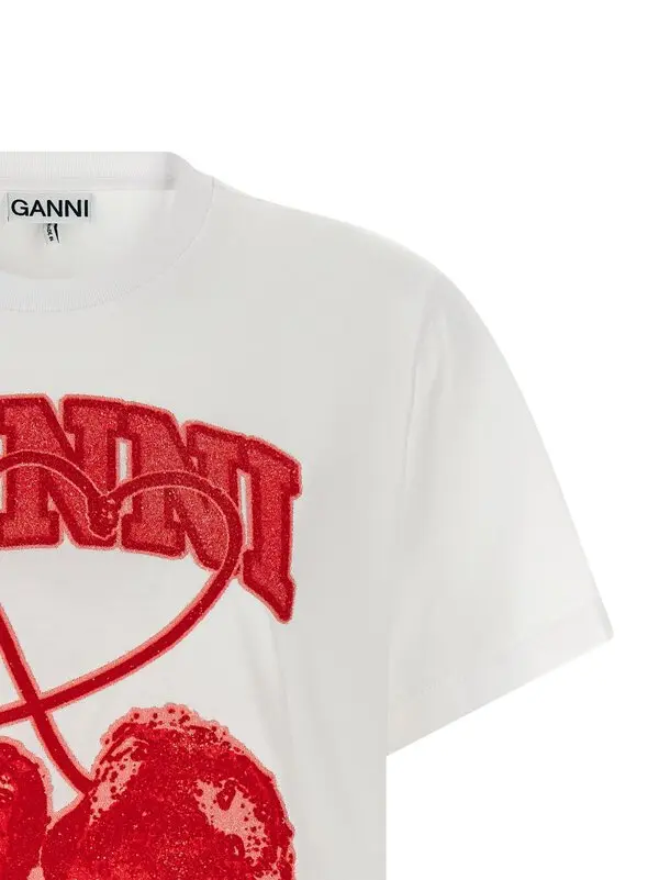 GANNI Cherry Graphic Print T-shirt - Red