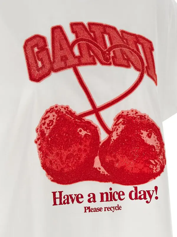 GANNI Cherry Graphic Print T-shirt - Red